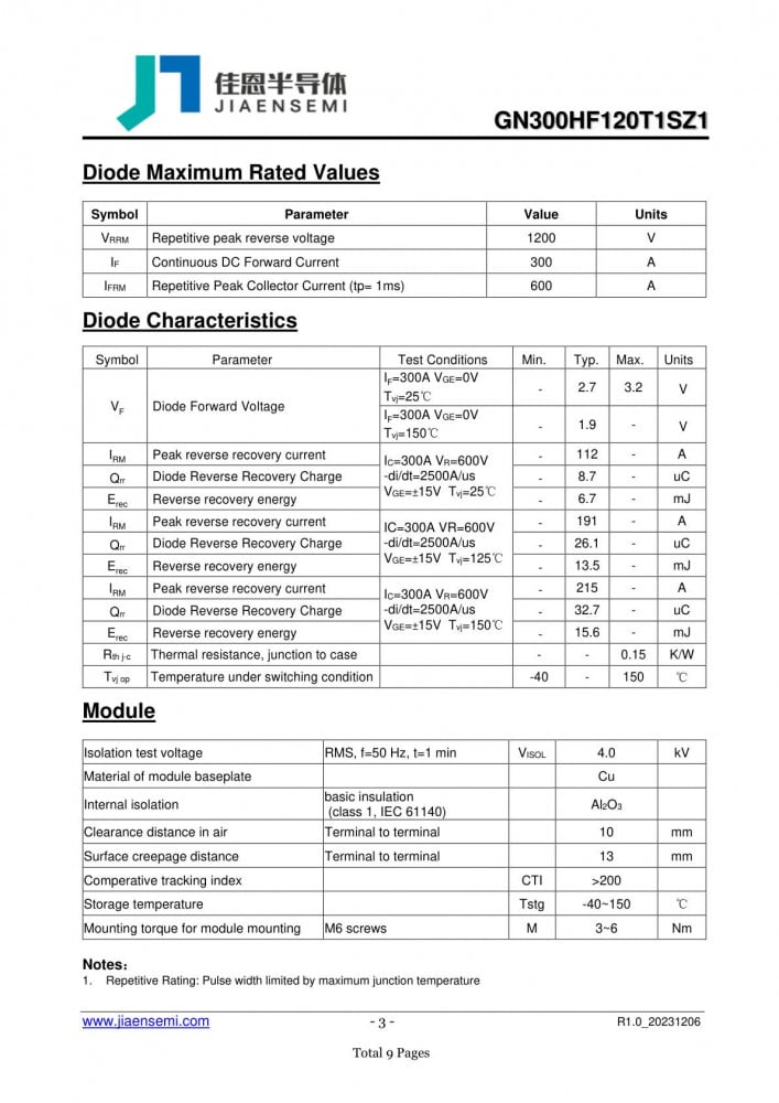 GN300HF120T1SZ1 datasheet page 3