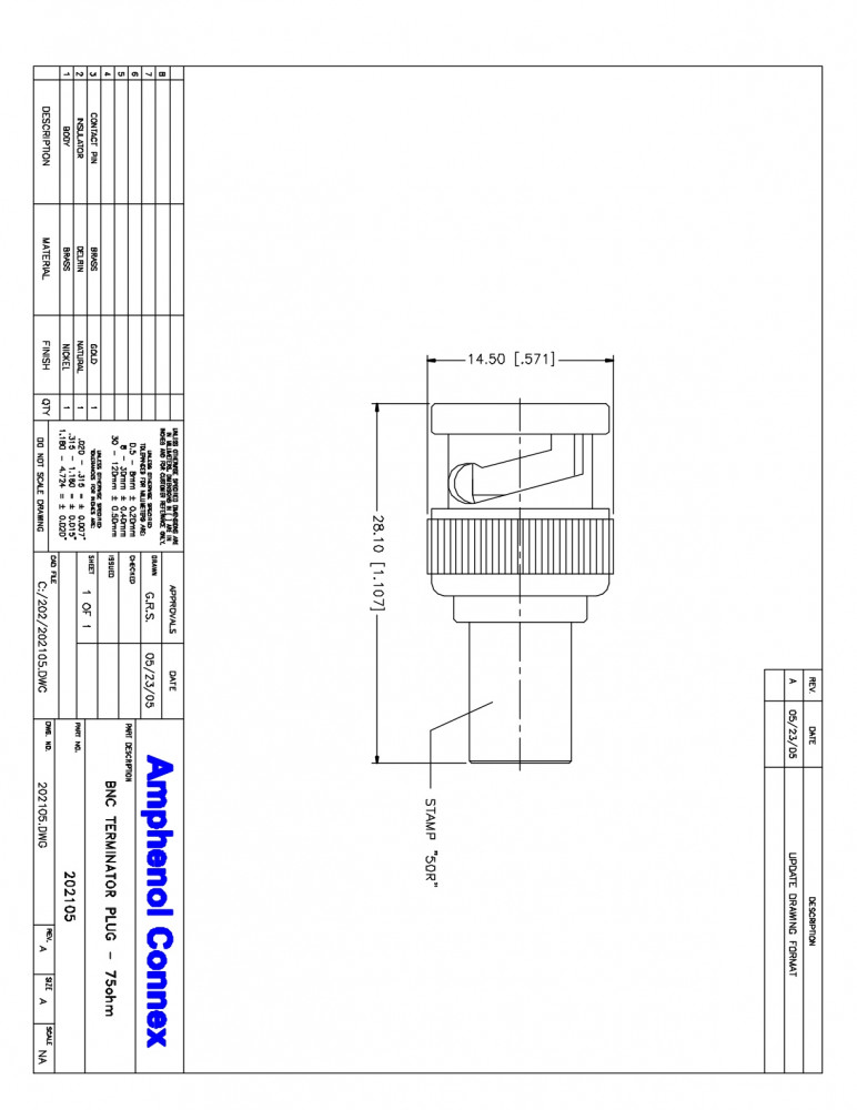 Amphenol 202105 product drawing