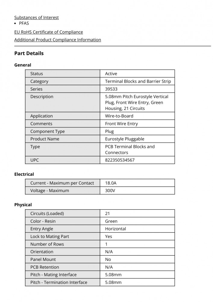 ESE Eurostyle terminal block product specification page image 2