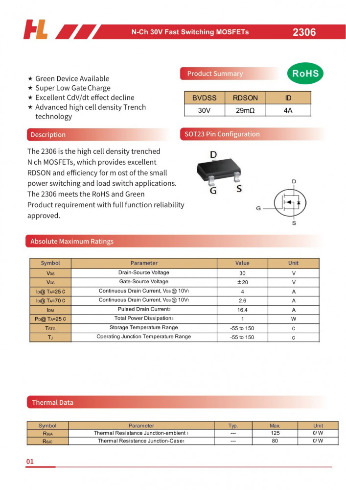 HL 2306 datasheet page 1
