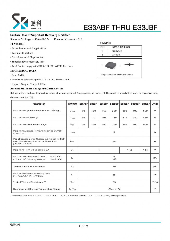 ES3ABF datasheet page 1