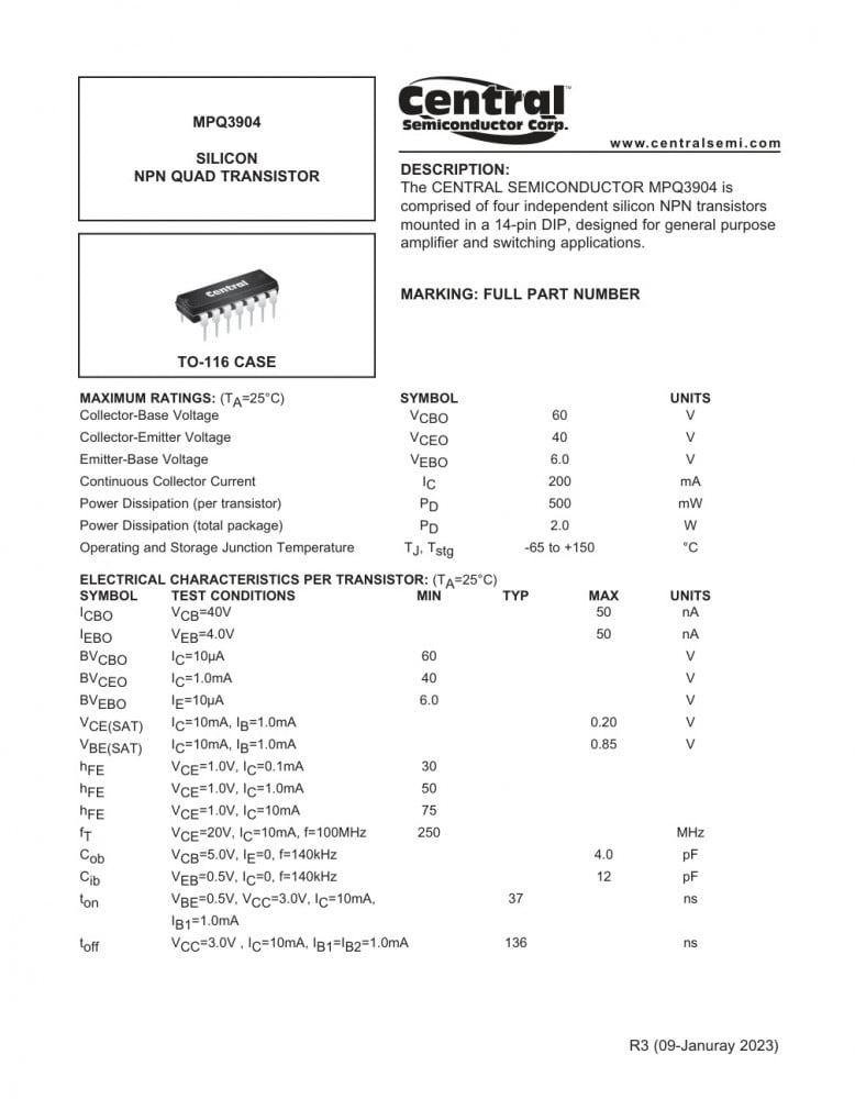 MPQ3904 PBFREE datasheet page 1