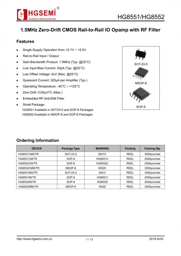 HG8552CM/TR datasheet page 1