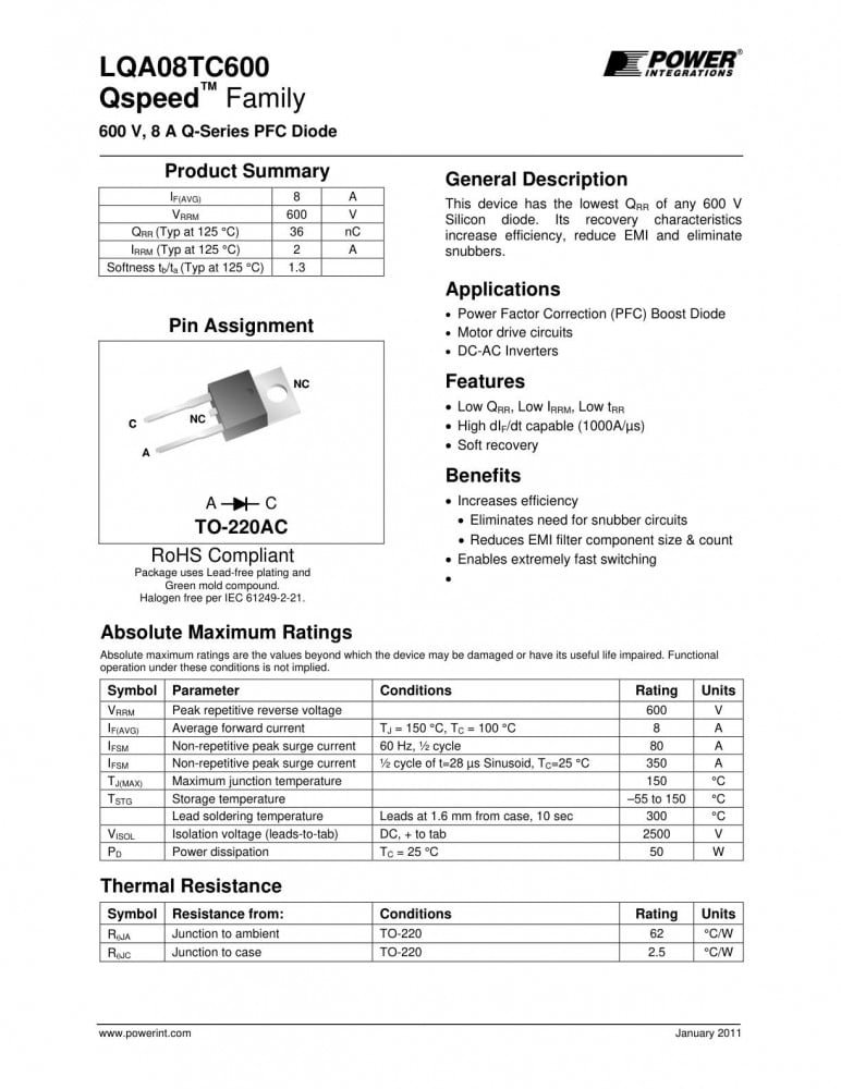 LQA08TC600 datasheet page 1