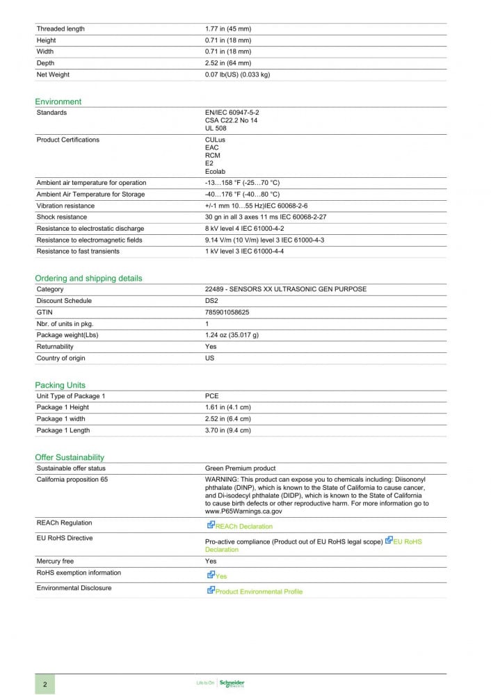 XXS18P1PM12 technical document page 2
