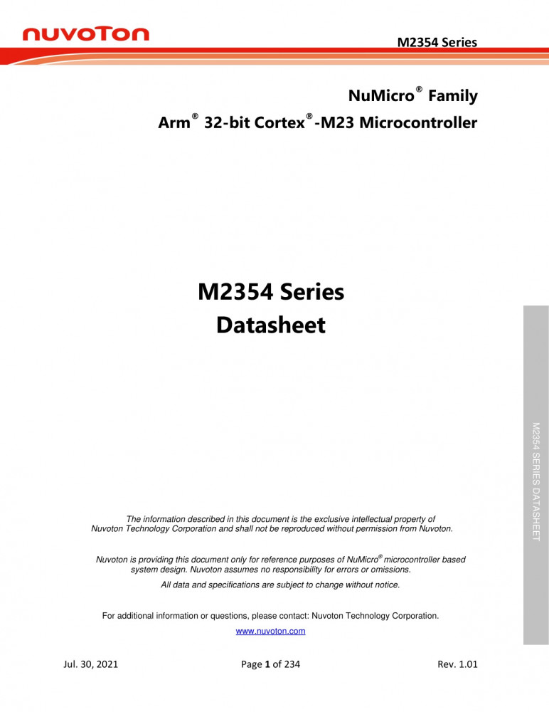 M2354 datasheet page 1