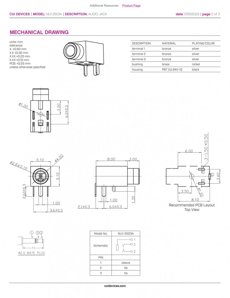 MJ1-2503A datasheet page 2