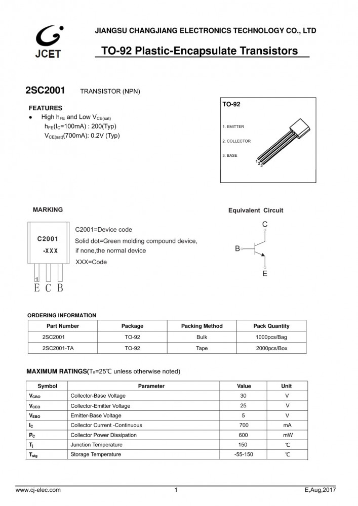 2SC2001 datasheet page 1