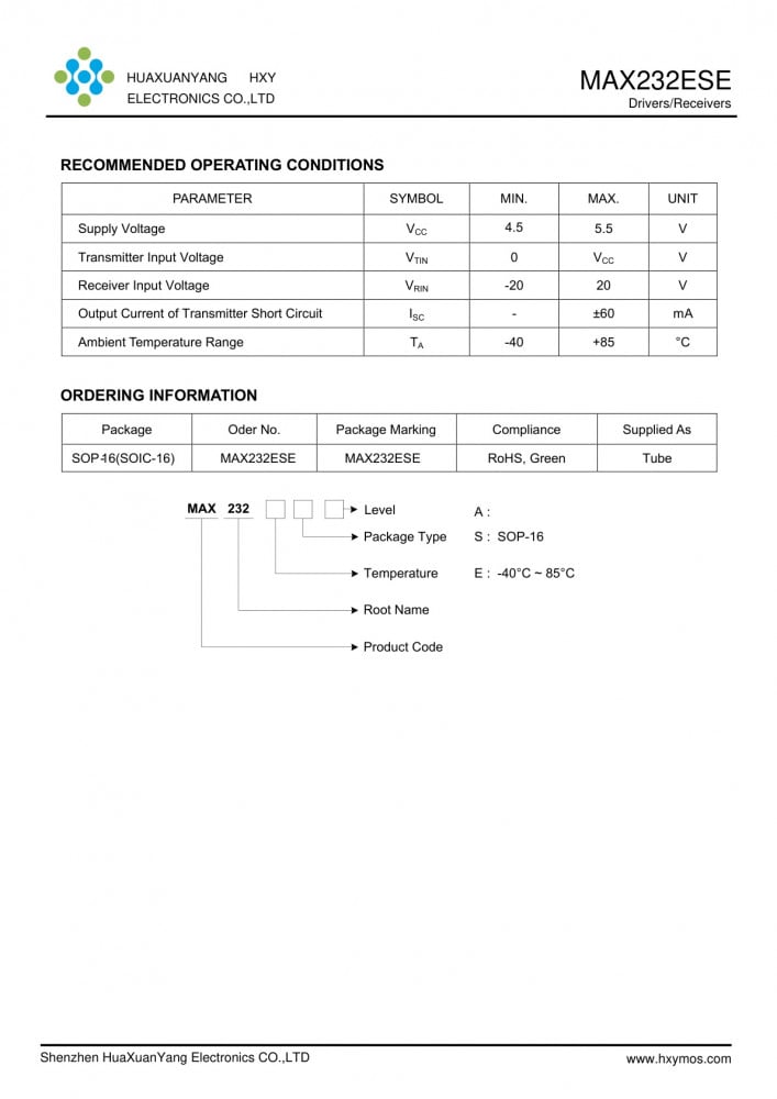 MAX232ESE-HXY datasheet page 2