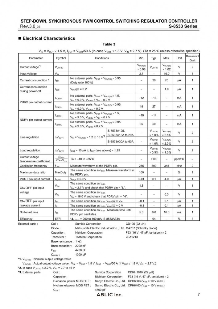 S-8533A30AFT-TB-G datasheet page 7