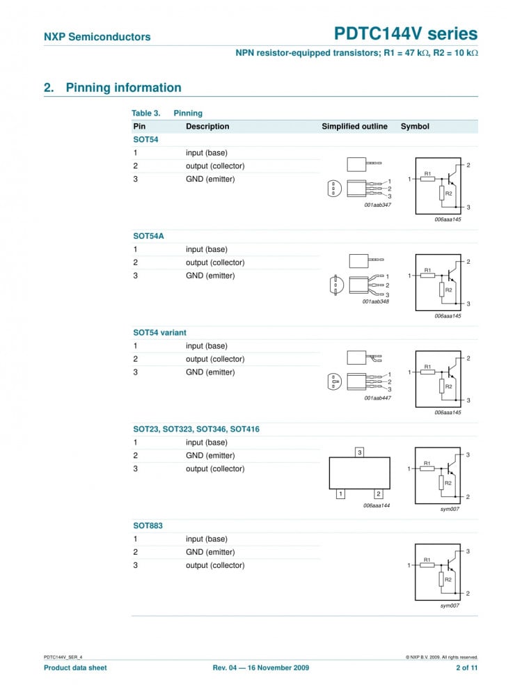 PDTC144V datasheet page 3