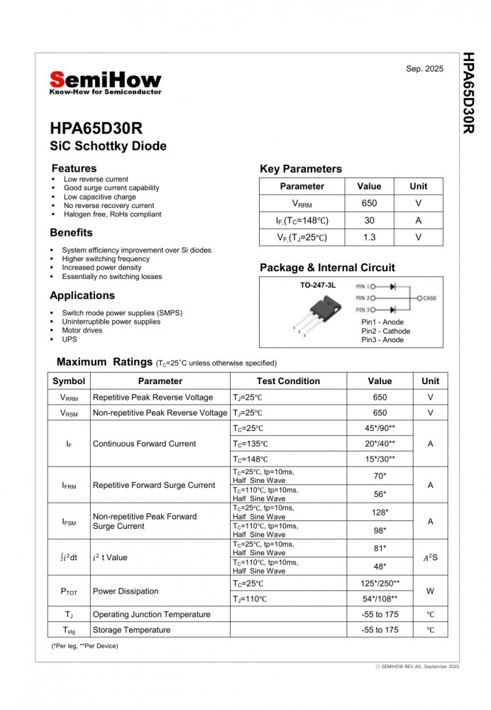 HPA65D30R datasheet page 1