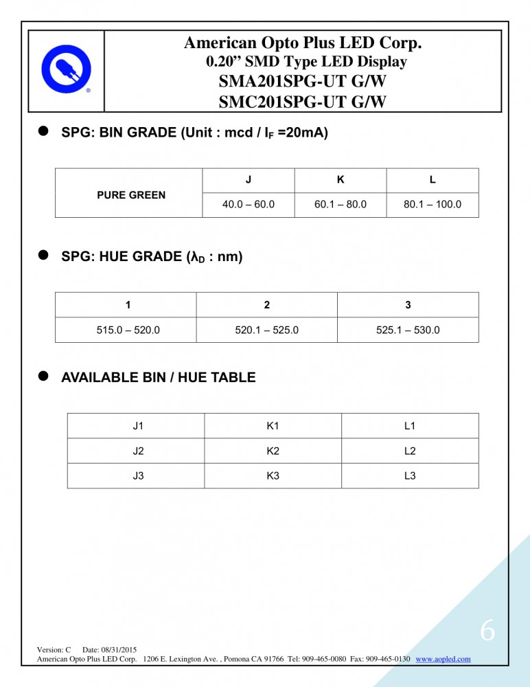 SMA201SPG-UT G/W datasheet page 6