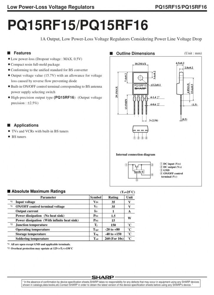 PQ15RF1G datasheet page 1