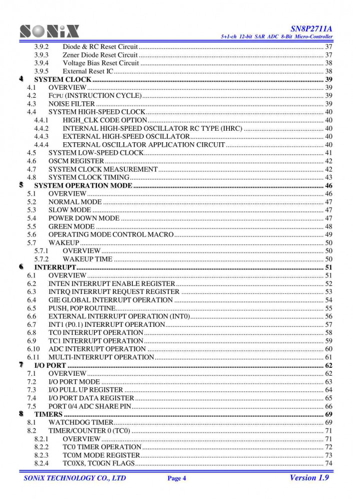 SN8P2711A manual page 4