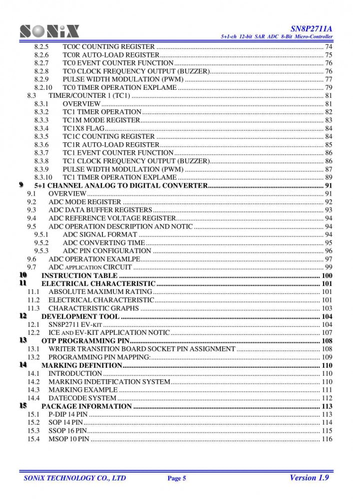 SN8P2711A manual page 5