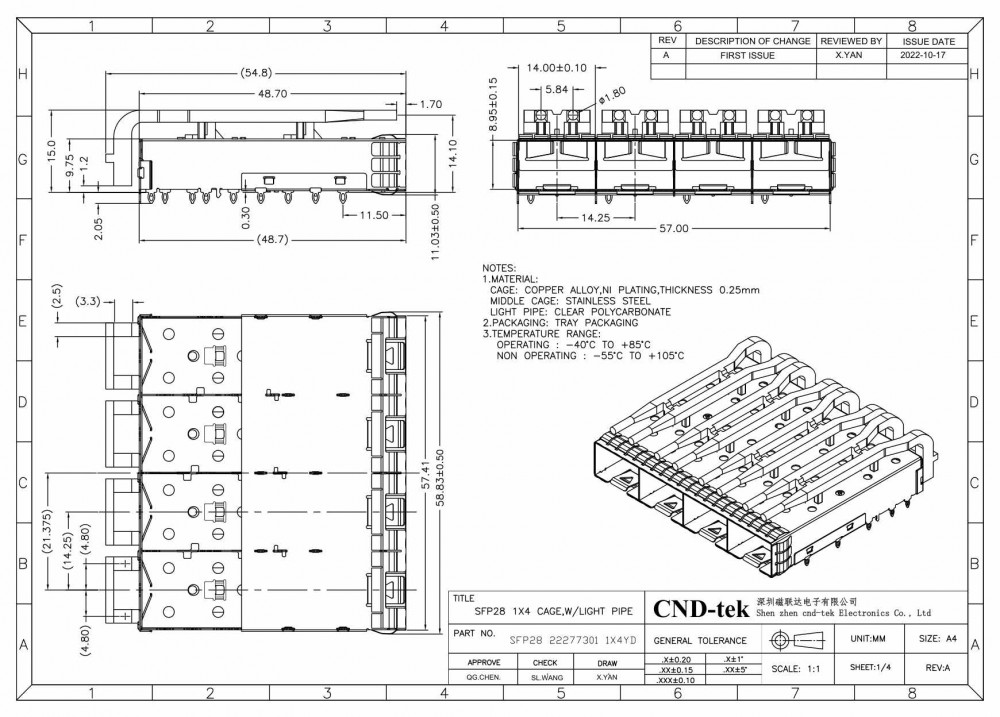 SFP28 22277301 1X4YD drawing page 1