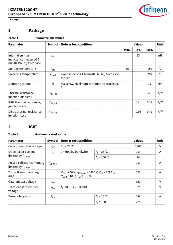 IKZA75N120CH7XKSA1 datasheet page 3