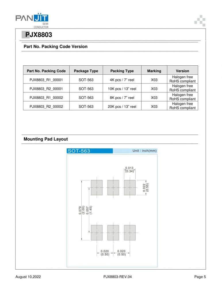 PJX8803 datasheet page 5
