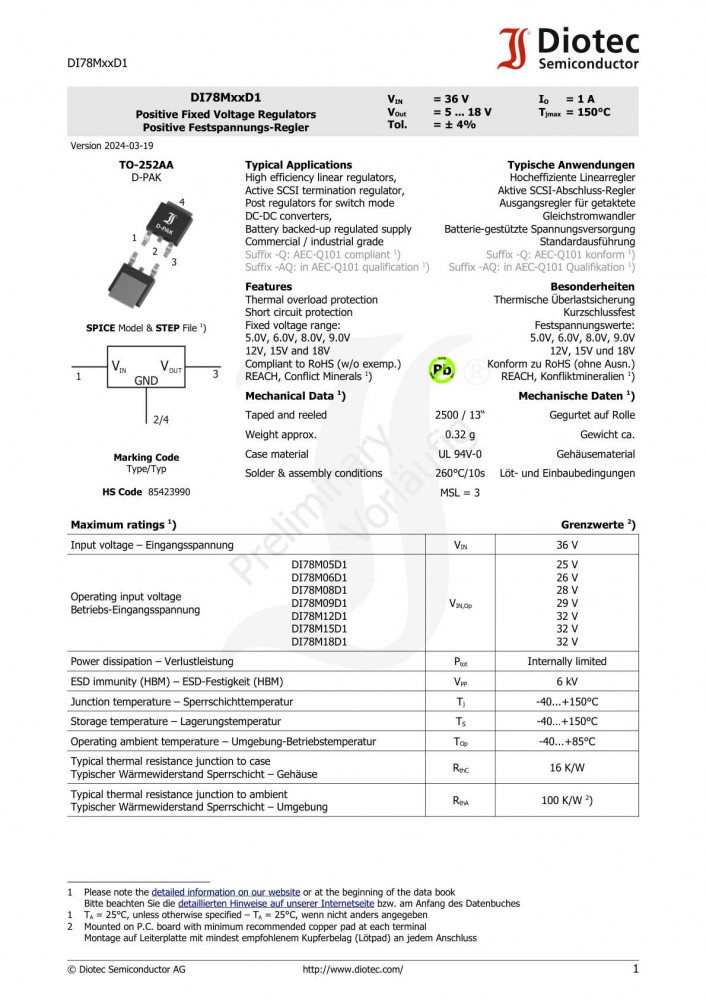 DIOTEC DI78MxxD1 datasheet page 1