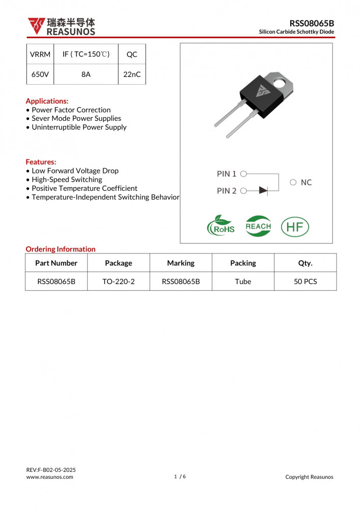 RSS08065B datasheet page 1