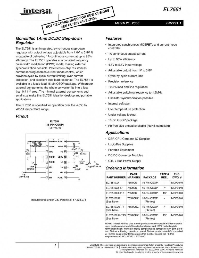 EL7551CU datasheet page 1