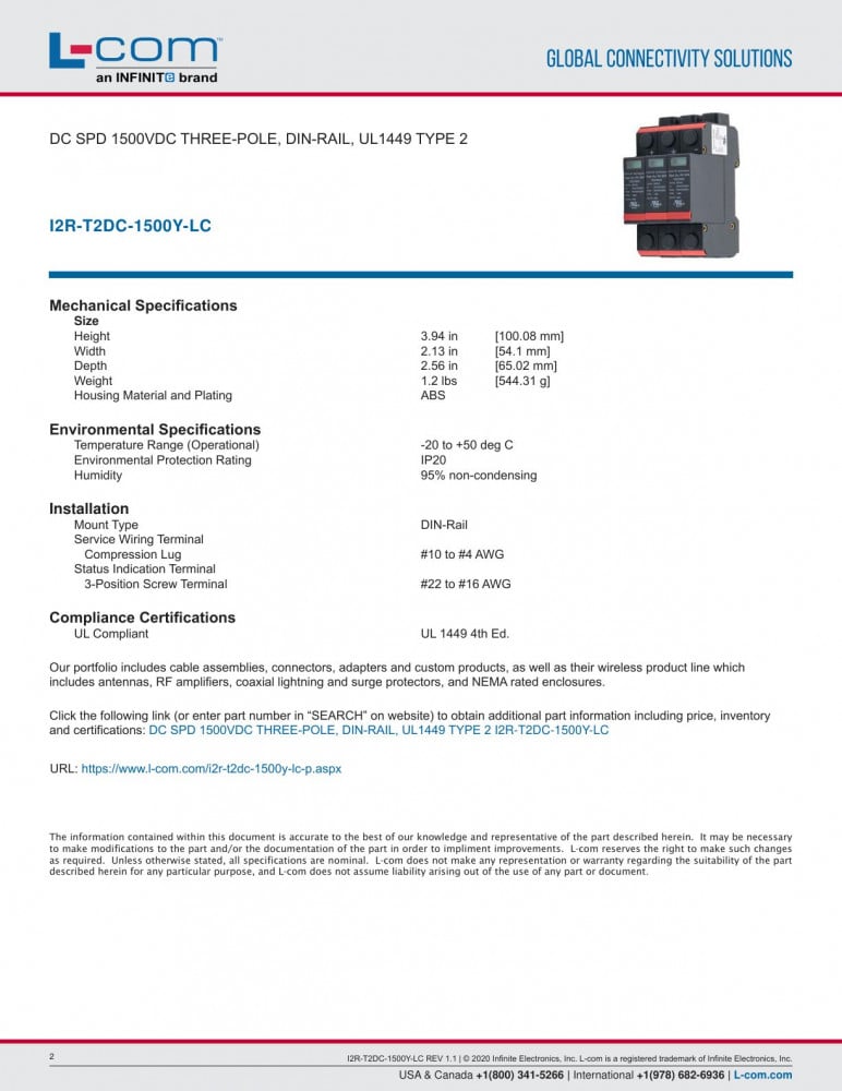I2R-T2DC-1500Y-LC product documentation page 2