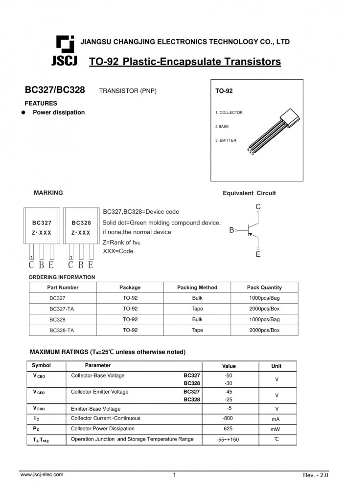JSCJ BC327-TA datasheet page 1