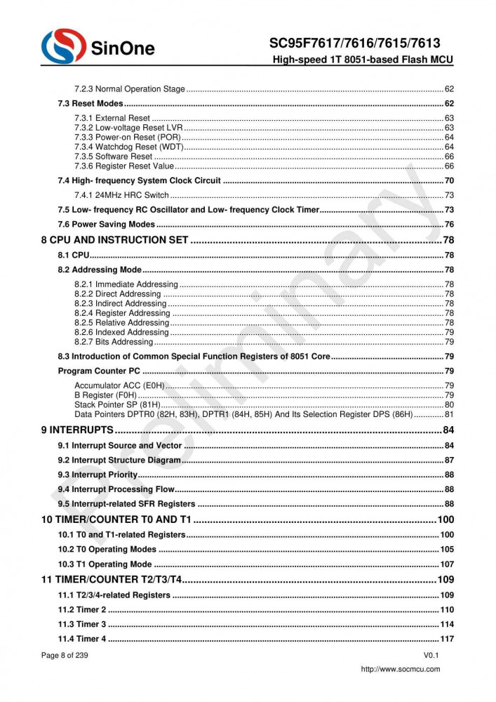 SC95F761X datasheet preview, page 8