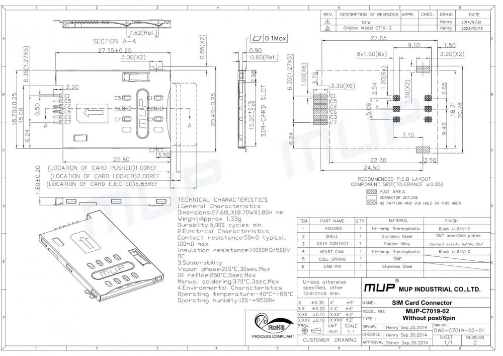 MUP C7019-02 technical document image