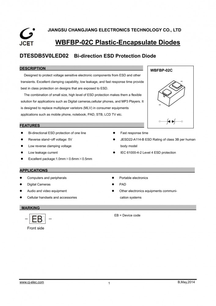 DTESDB5V0LED02 datasheet page 1