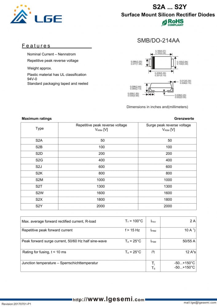 LGE S2Y datasheet page 1