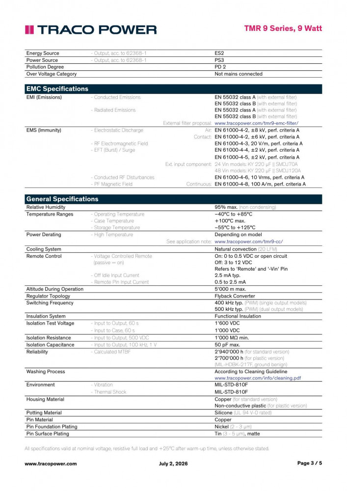 TMR 9 series datasheet page 3