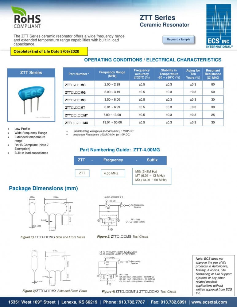 ECS ZTT-4.00MG technical document page
