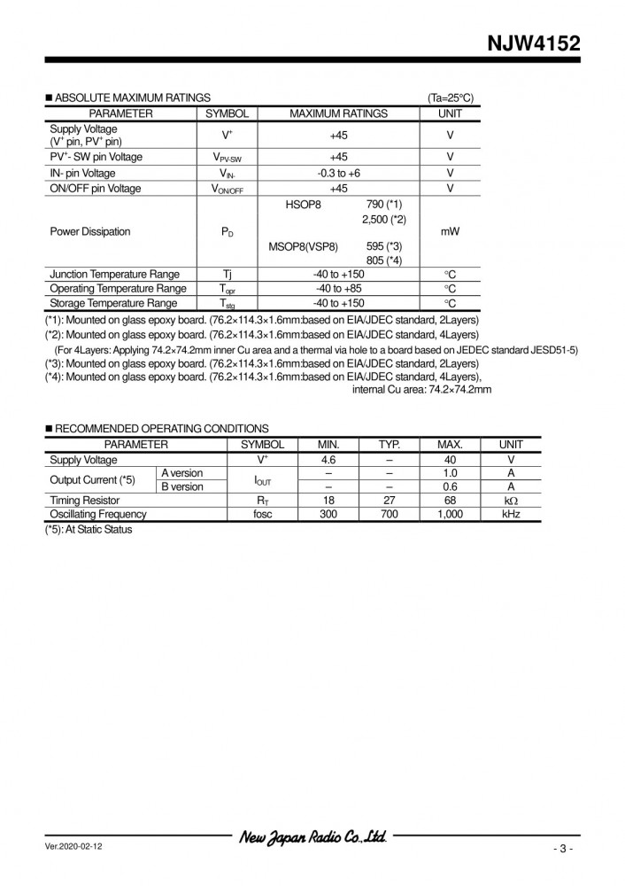 NJW4152 datasheet page 3