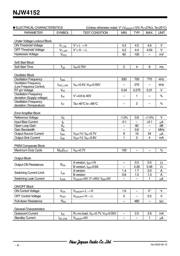 NJW4152 datasheet page 4