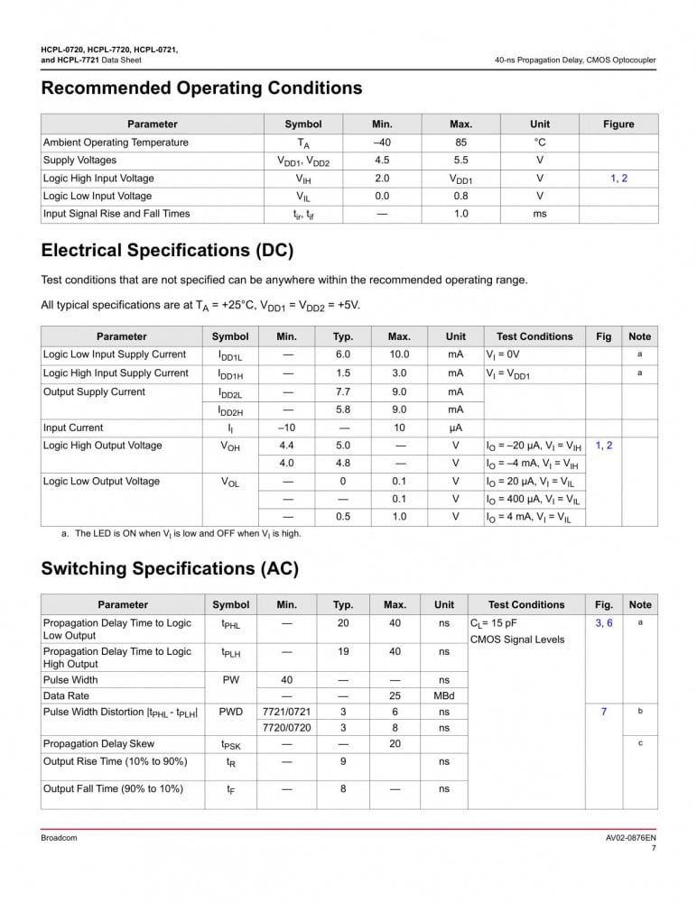 HCPL-0721 datasheet page 7