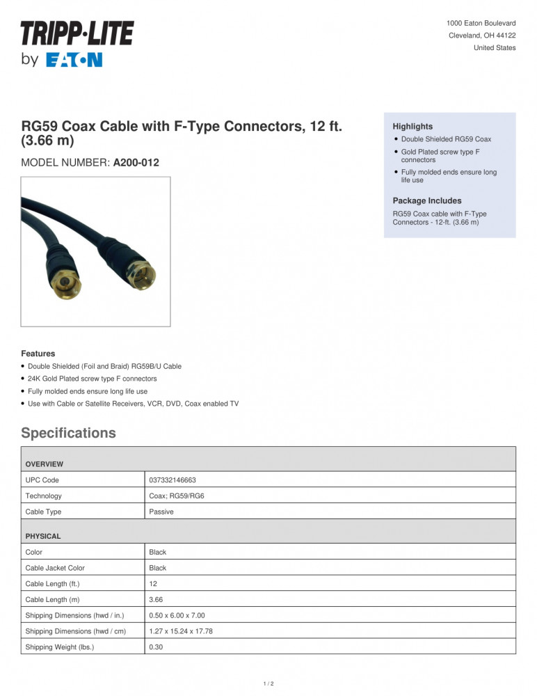 A200-012 technical document page 1