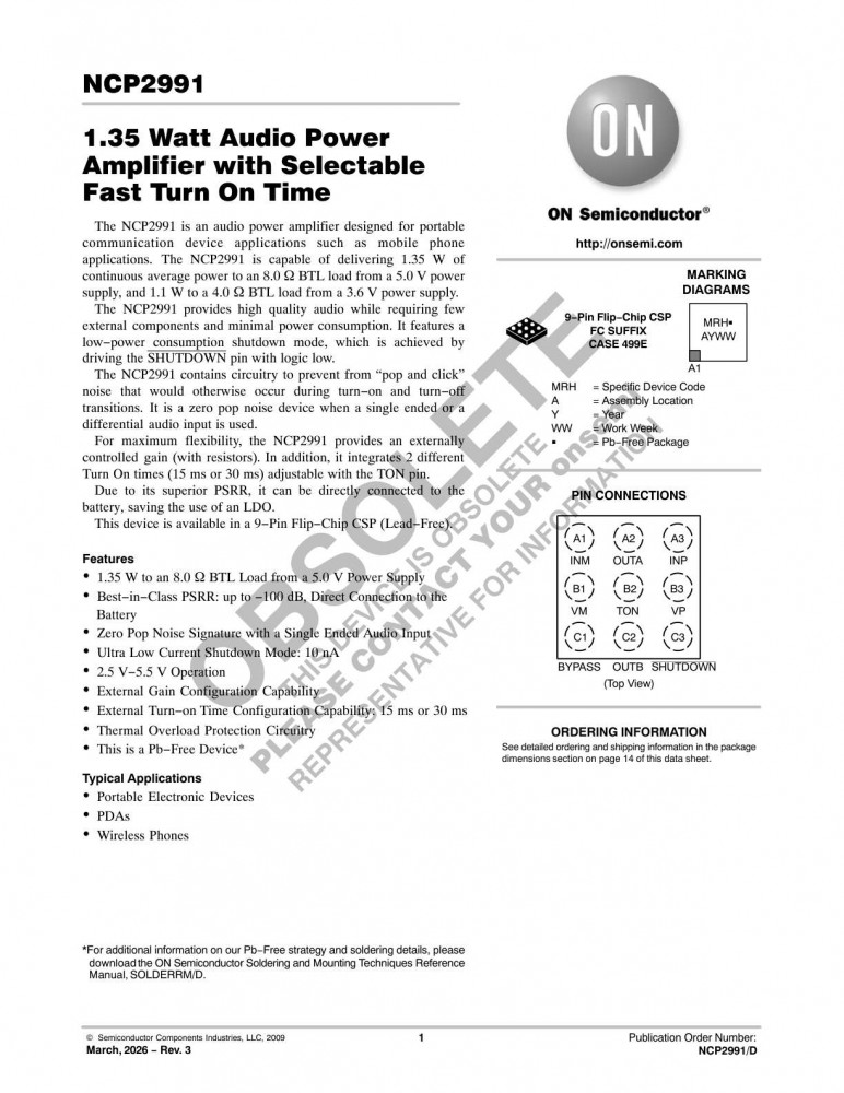 NCP2991 datasheet page 1