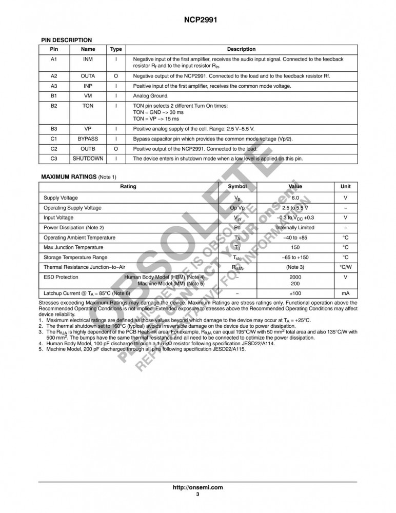 NCP2991 datasheet page 3