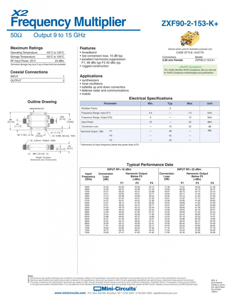 ZXF90-2-153-K+ datasheet page 2