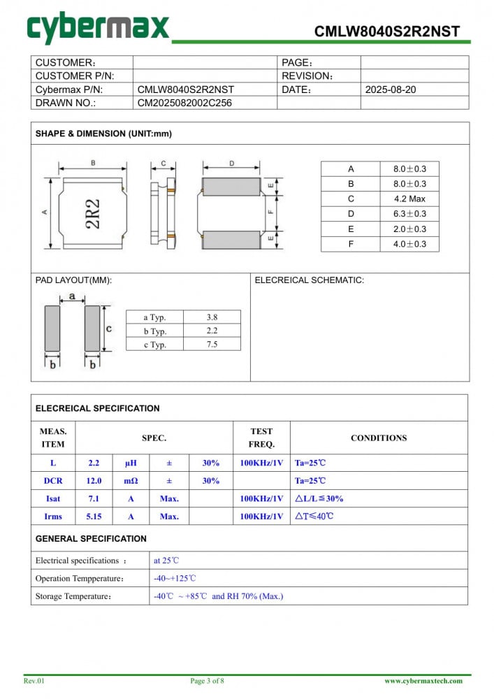 CMLW8040S2R2NST specification page 3