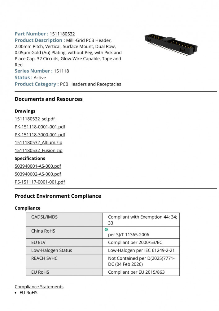Molex 1511180532 product specification page 1