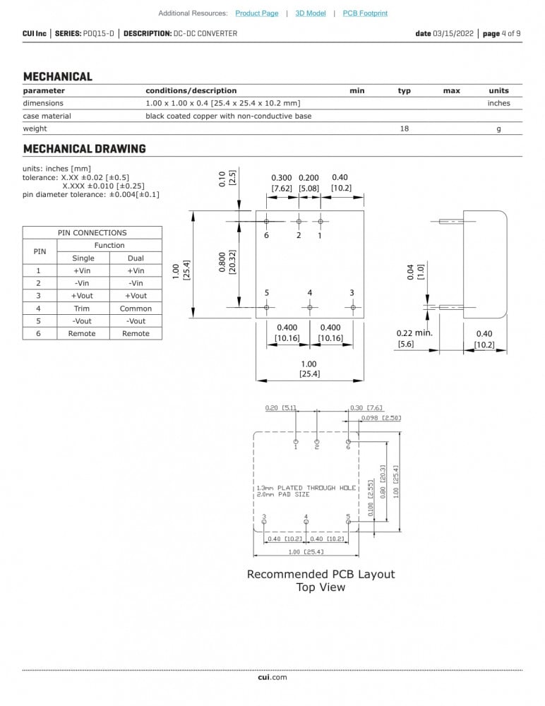 CUI PDQ15-D datasheet page 4