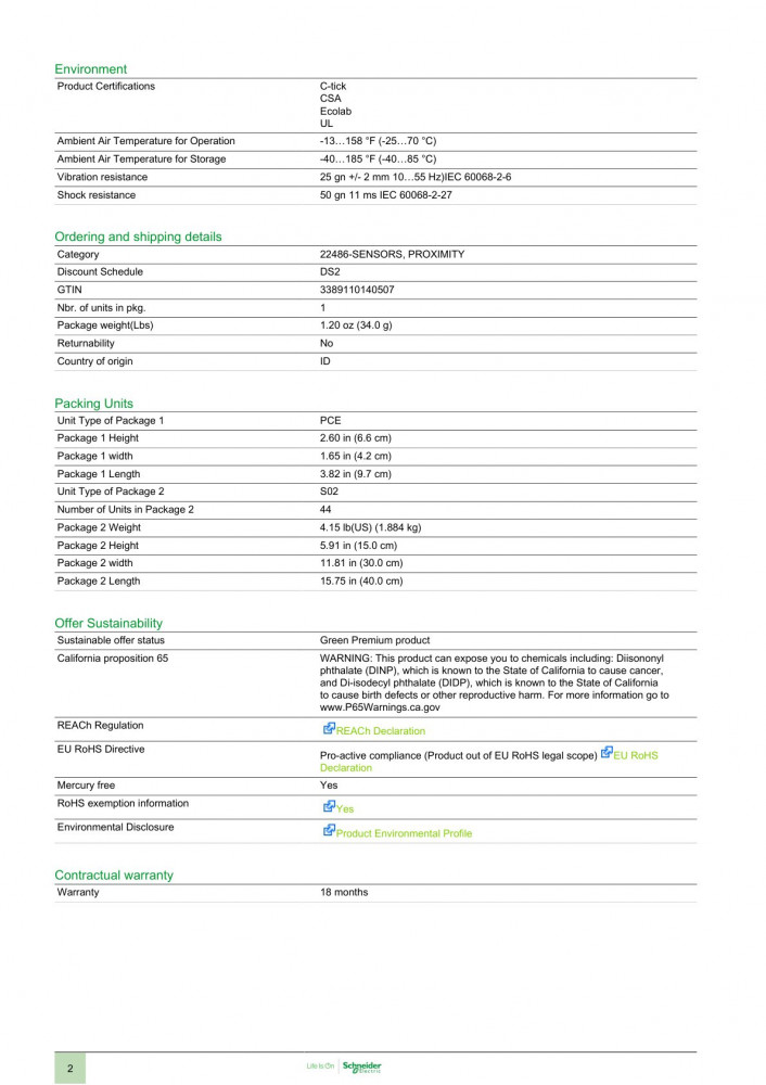 XS7E1A1DAM8 technical documentation page 2