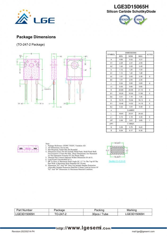 LGE3D15065H datasheet page 4