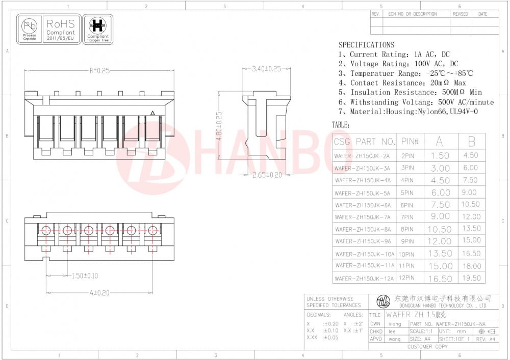 Hanbo WAFER connector document page 2
