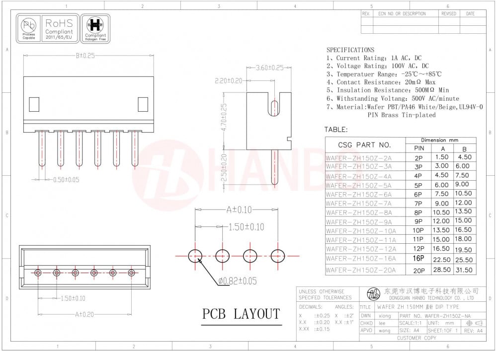 Hanbo WAFER connector document page 3