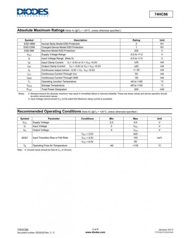 74HC86T14-13 datasheet page 3