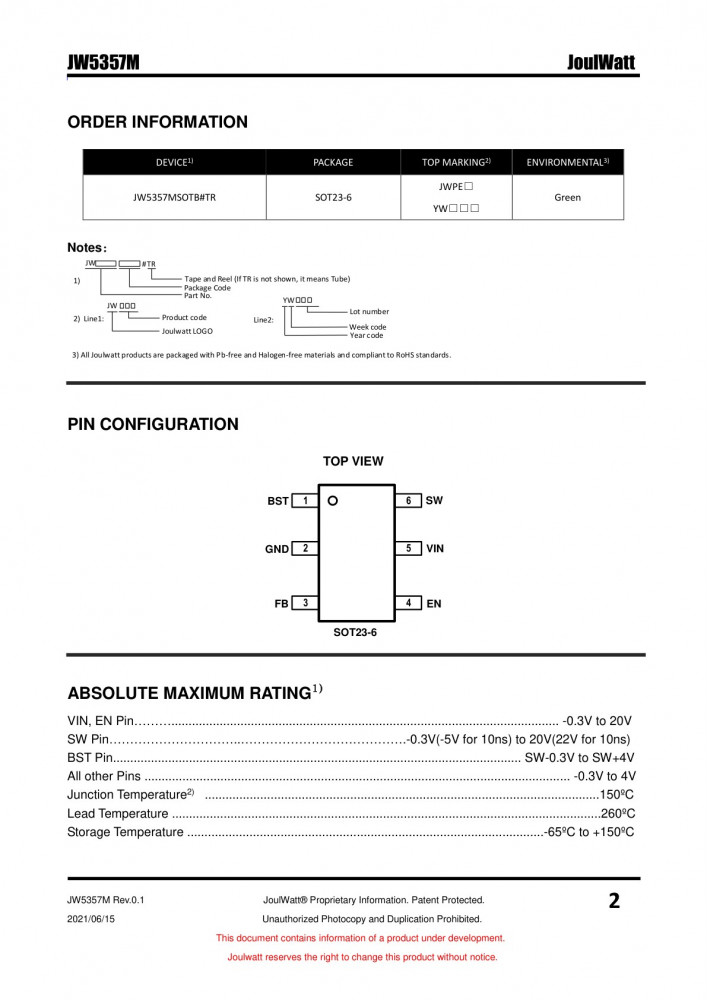 JW5357M datasheet page 2